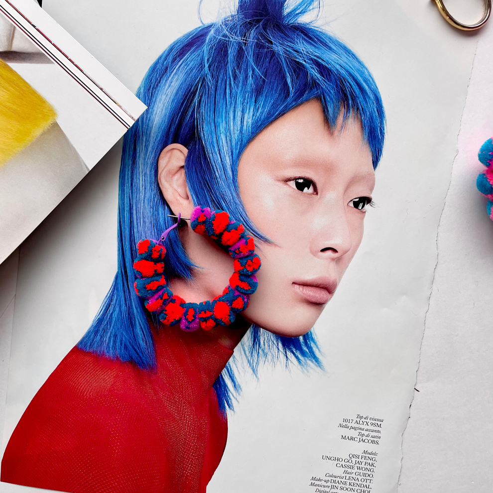 pom'd full painted hoops in tango